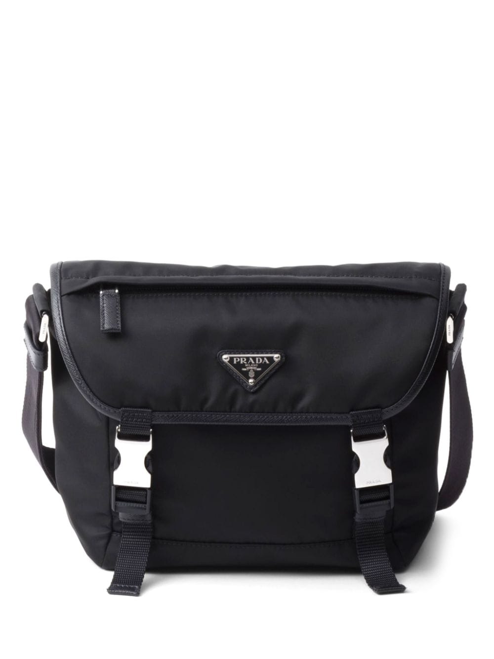 Prada Re-Nylon And Saffiano Leather Shoulder Bag - Black 