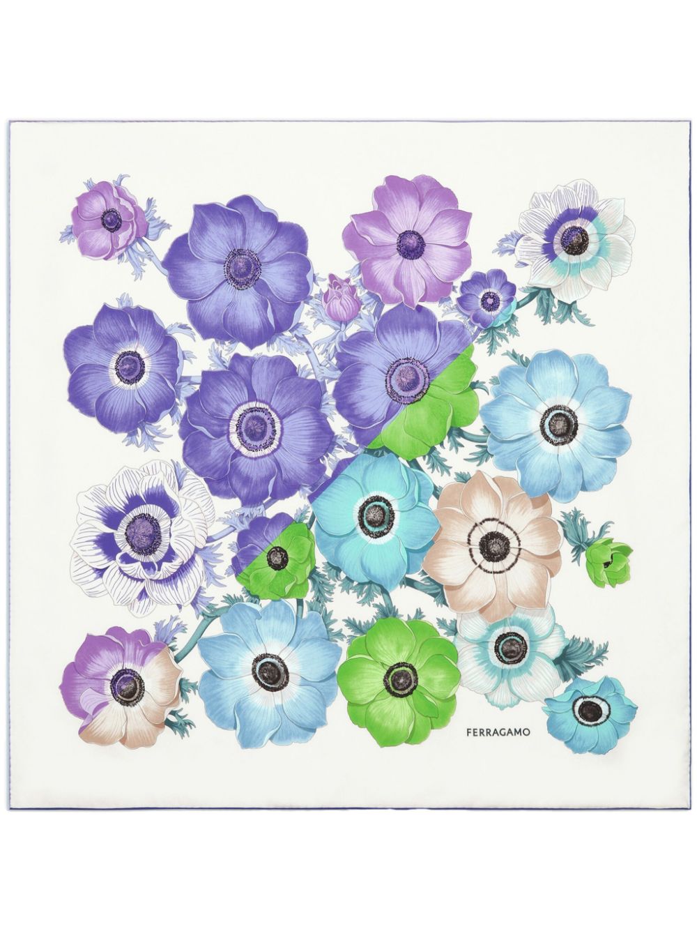 SALVATORE FERRAGAMO floral-print silk scarf