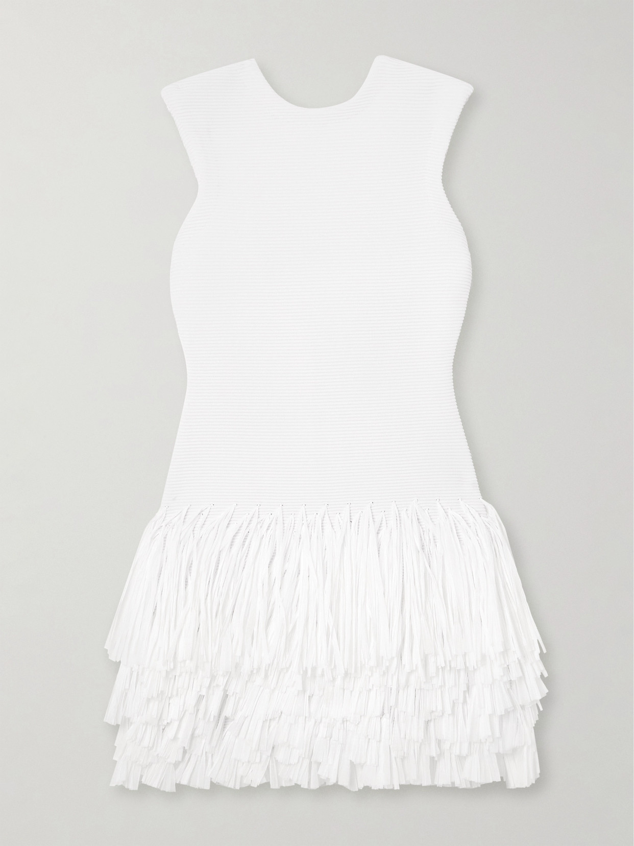 aje women's rushes raffia knit mini dress Buy Raffia-trimmed Ribbed-knit - White At 49% Off children's beauty pageants