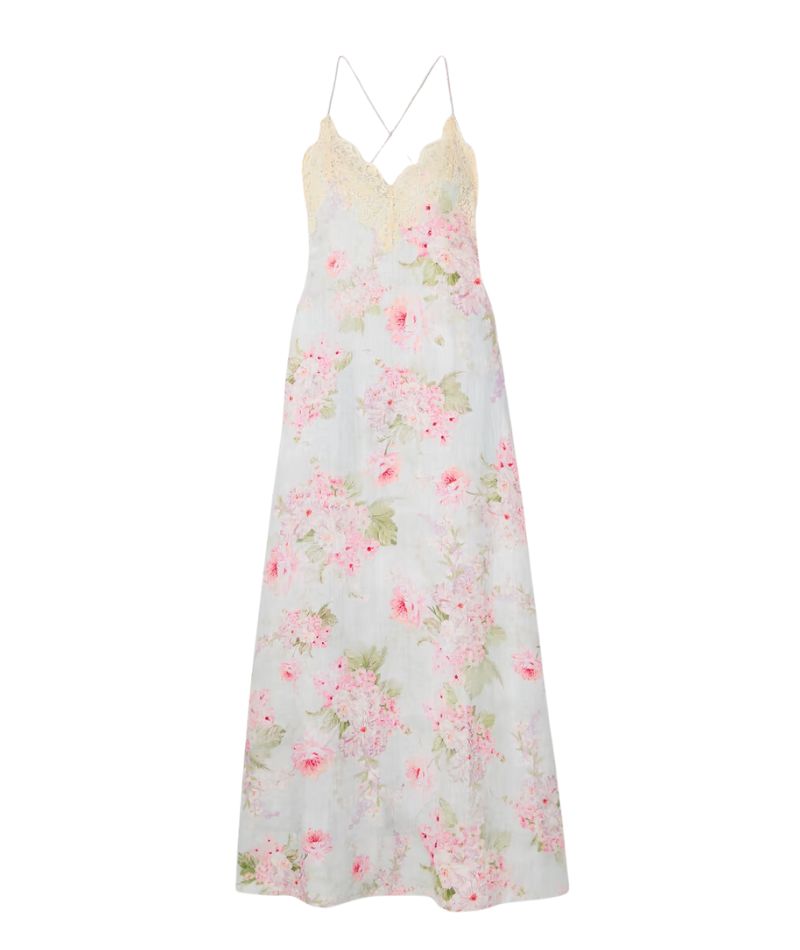 Zimmermann Halliday Lace-Trimmed Floral Linen Maxi Dress In Blue - 50% Off | Editorialist Zimmermann Halliday Lace-Trimmed Floral Linen Maxi Dress In Blue - 50% Off | Editorialist