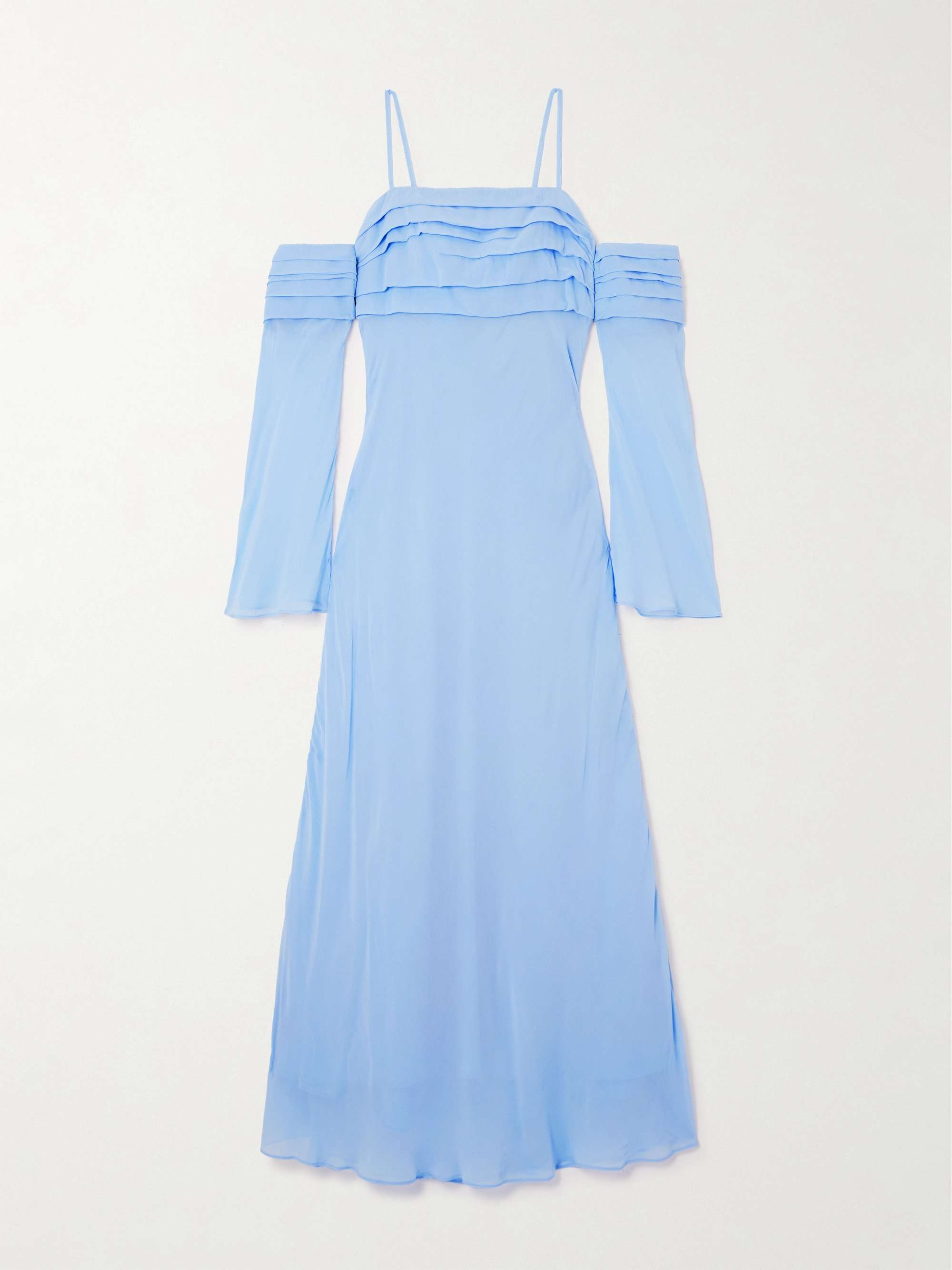 leopard dress blue Veromia Occasions VO0956 Powder Blue Off-The-Shoulder Midi Occasion Dr –  Rouge Boutique Inverness main image 1