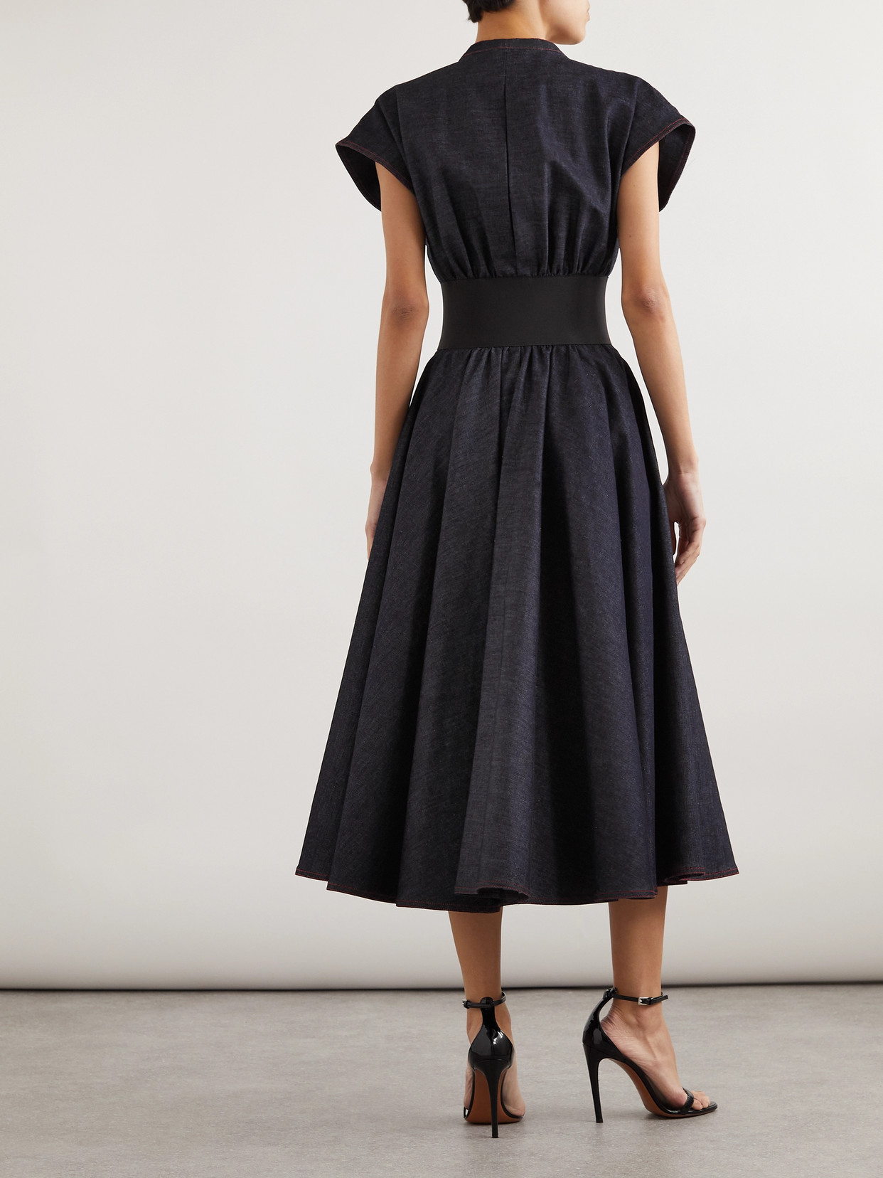 knee length dresses for ladies Alaïa-Wrap Denim Dress-Dresses main image 0