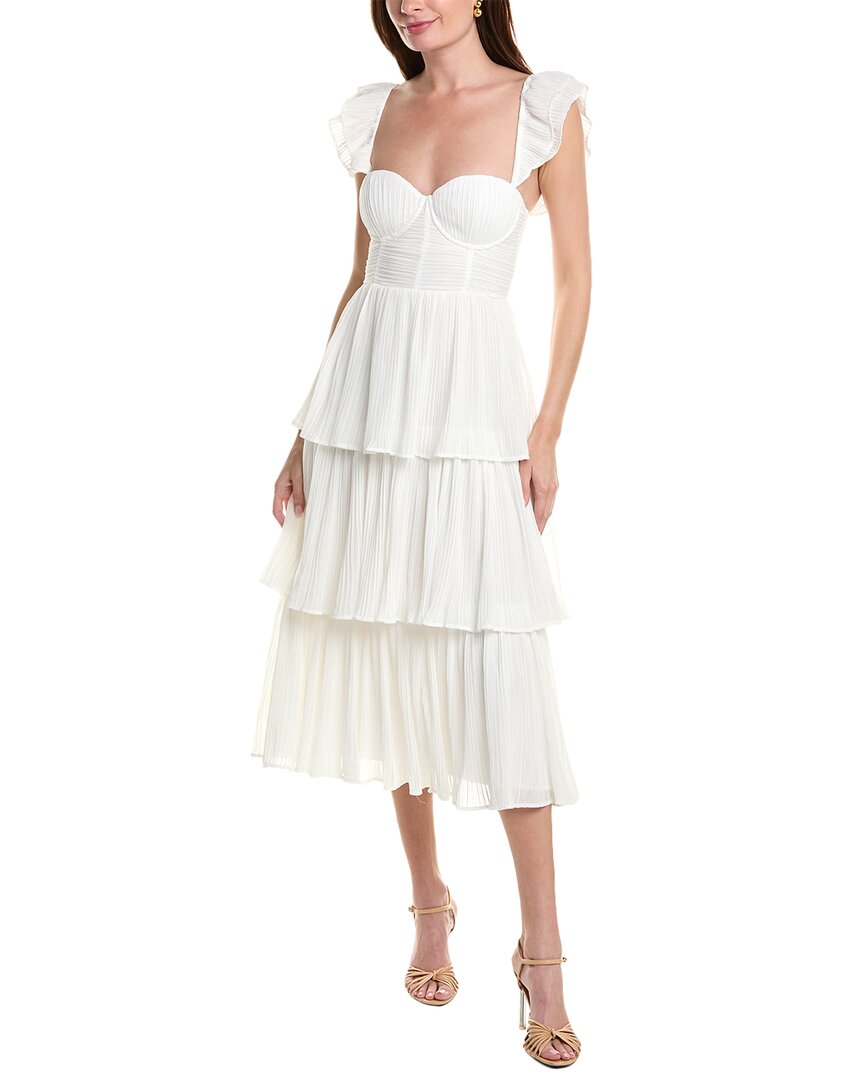 Rachel Parcell Corset Pleated Midi Dress In White 74% Off