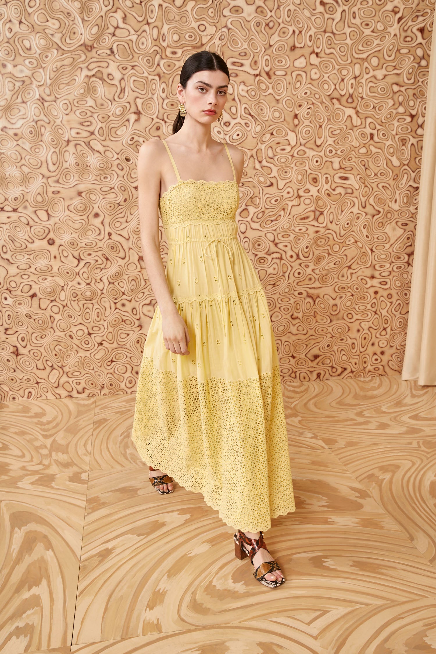 ulla johnson yellow dress Eyelet Maxi Women's 12 flares at hem Ulla Johnson Titania Dress -