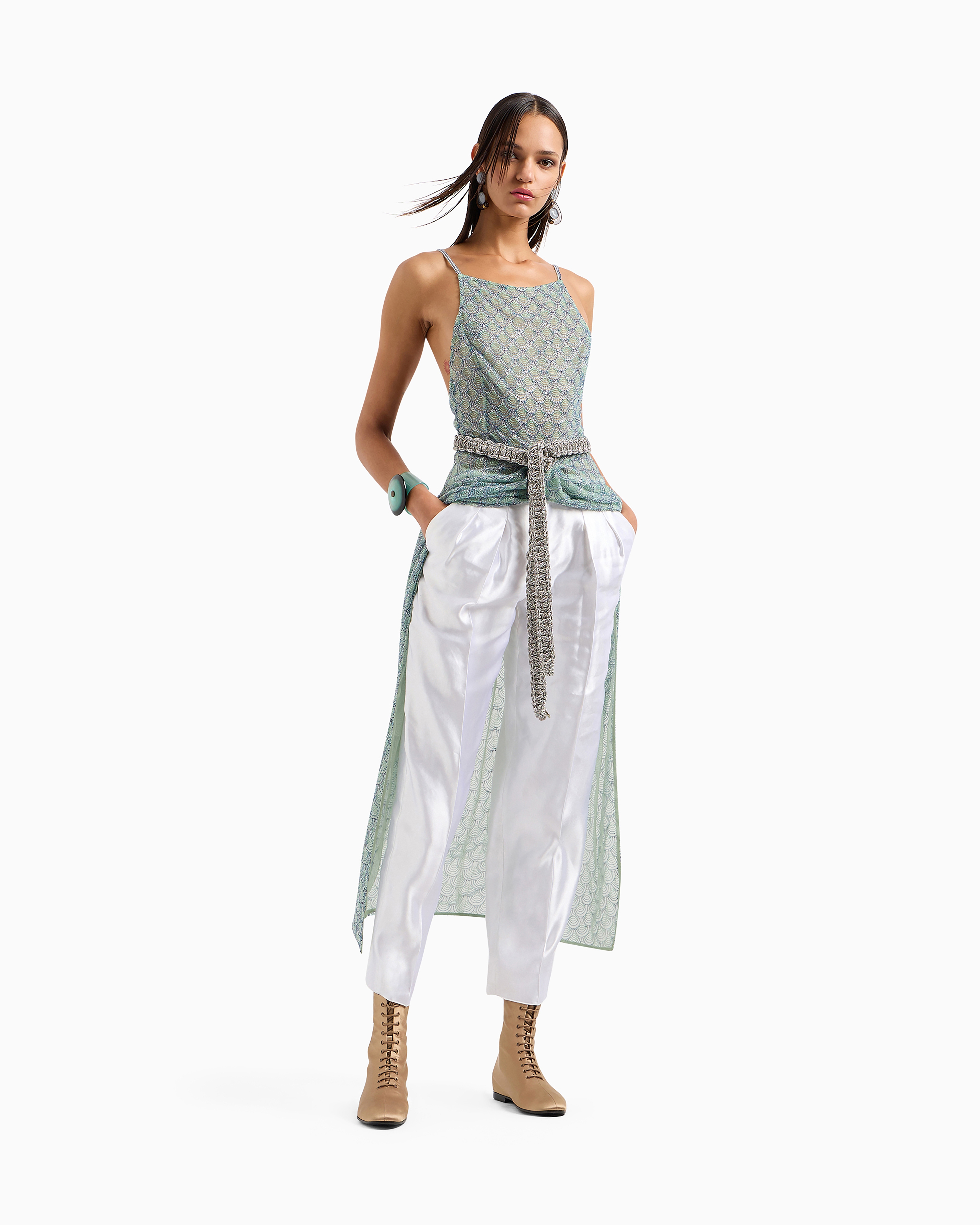GIORGIO ARMANI Embroidered Tulle Long Dress