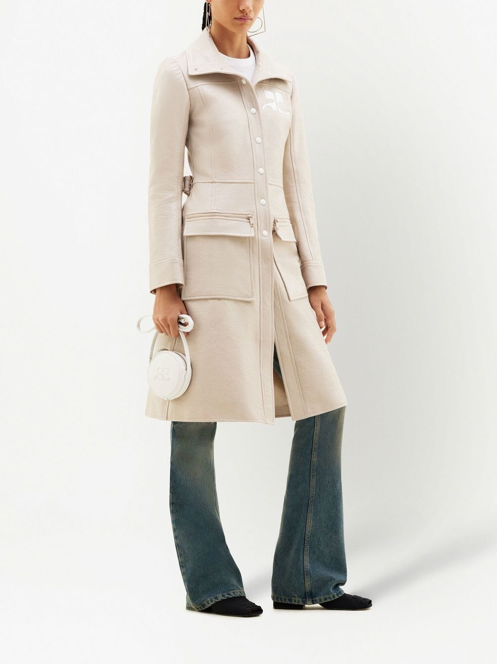 COURREGES Courrèges Logo-Patch Mid-Length Trench Coat