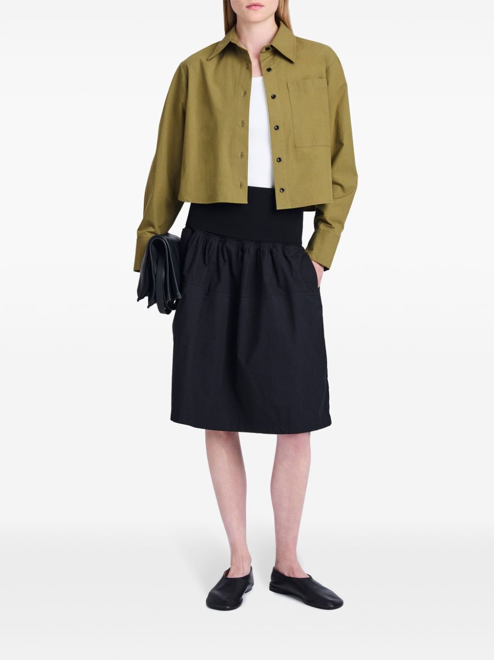PROENZA SCHOULER WHITE LABEL Proenza Schouler White Label Long-Sleeve Cropped Poplin Shirt