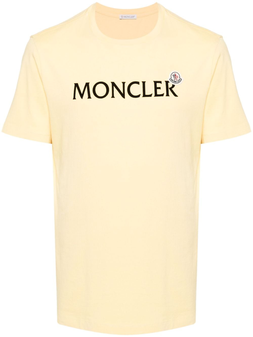Moncler Flocked-Logo Cotton T-Shirt - Yellow | Editorialist
