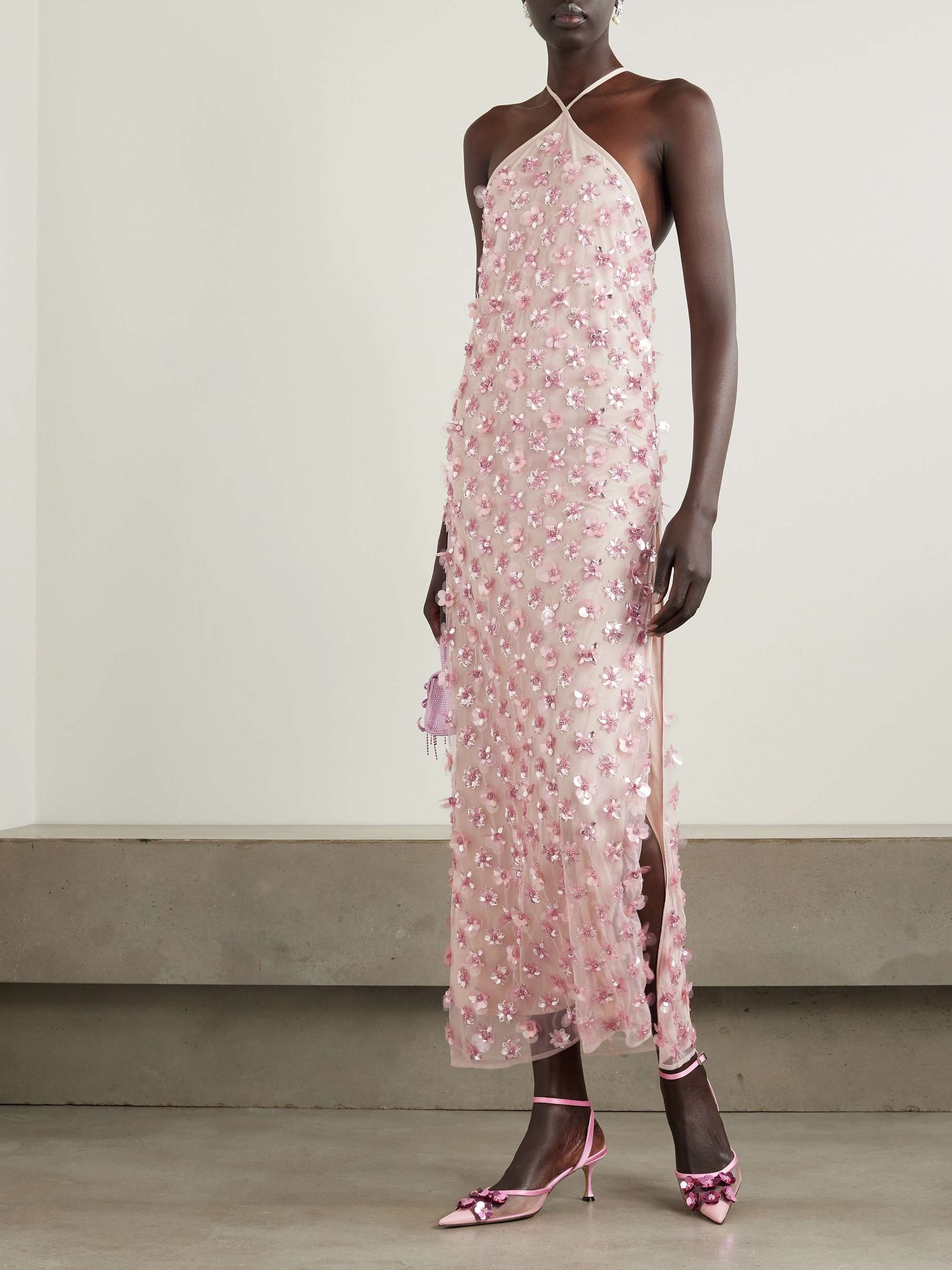 Buy DES_PHEMMES Embellished Tulle Midi Dress - Blue At 69% Off |  Editorialist