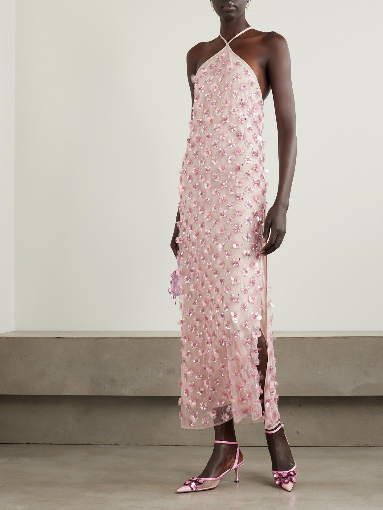 Buy DES_PHEMMES Embellished Tulle Midi Dress - Blue At 69% Off |  Editorialist