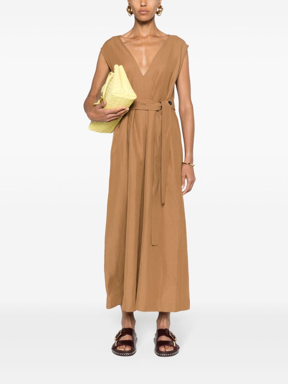 FABIANA FILIPPI Fabiana Filippi Belted V-Neck Midi Dress