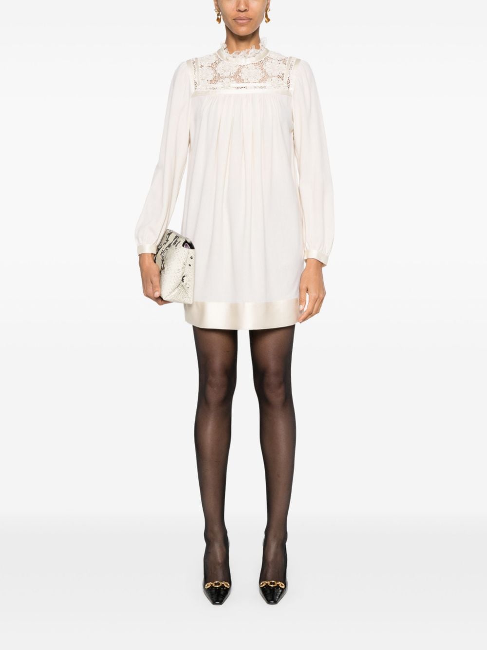 SAINT LAURENT Saint Laurent Mini Dress with Lace Paneling