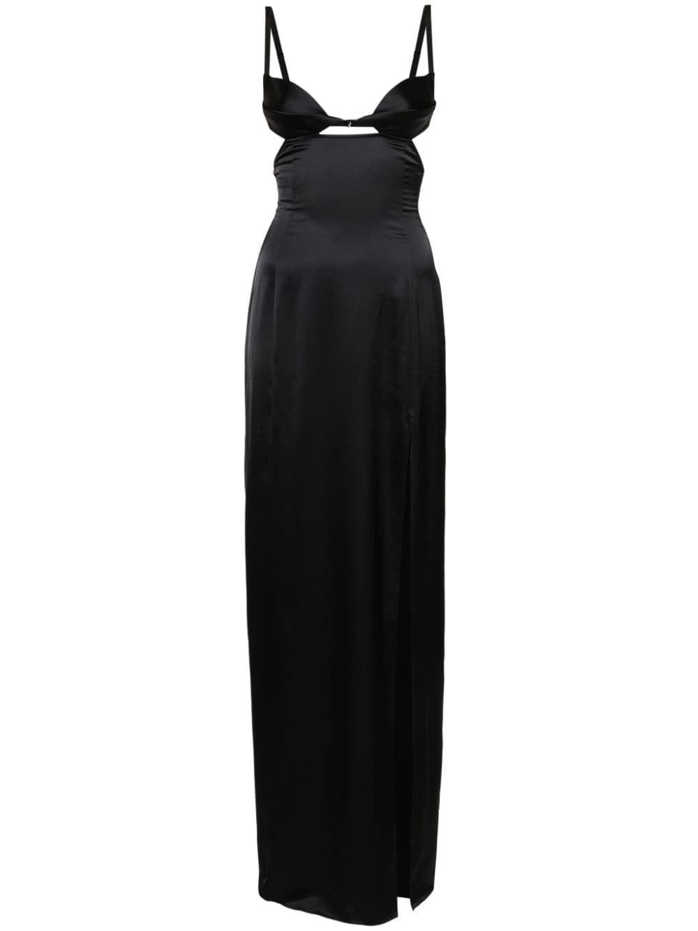 double-petal satin maxi dress by nensi dojaka NENSI DOJAKA Double Petal Maxi Dress - Black