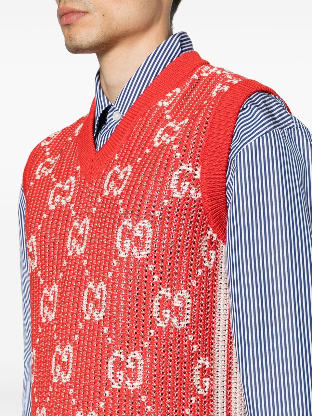 Gucci Gg Jacquard Knitted Vest - Red | Editorialist