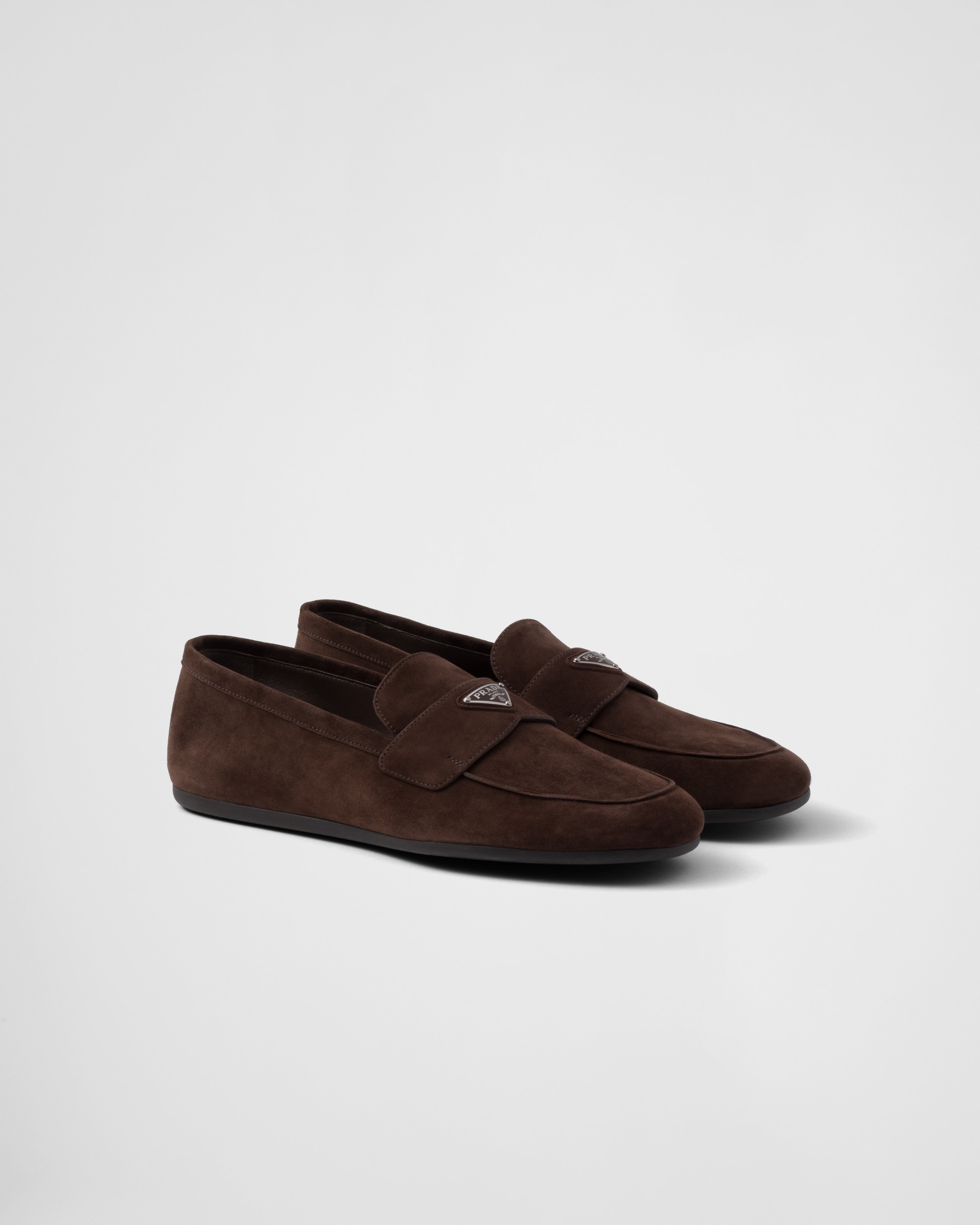 Prada Brown Suede Loafers for‎ Men, Size 9 1/2. Dark Brown Chocolate Suede Loafers | PRADA - United States main image 3