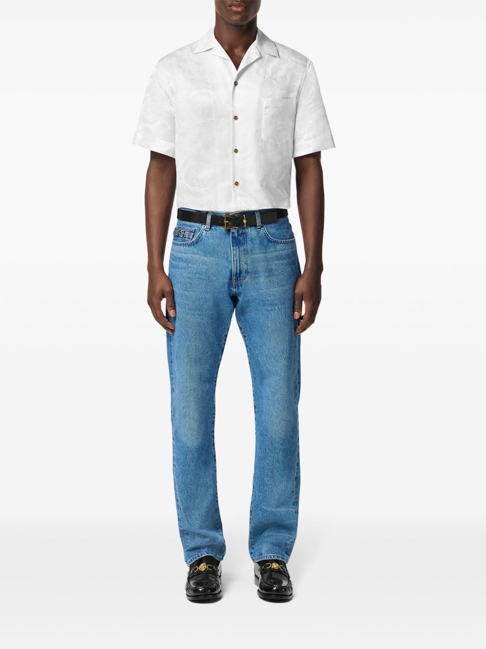 VERSACE jacquard silk-blend shirt