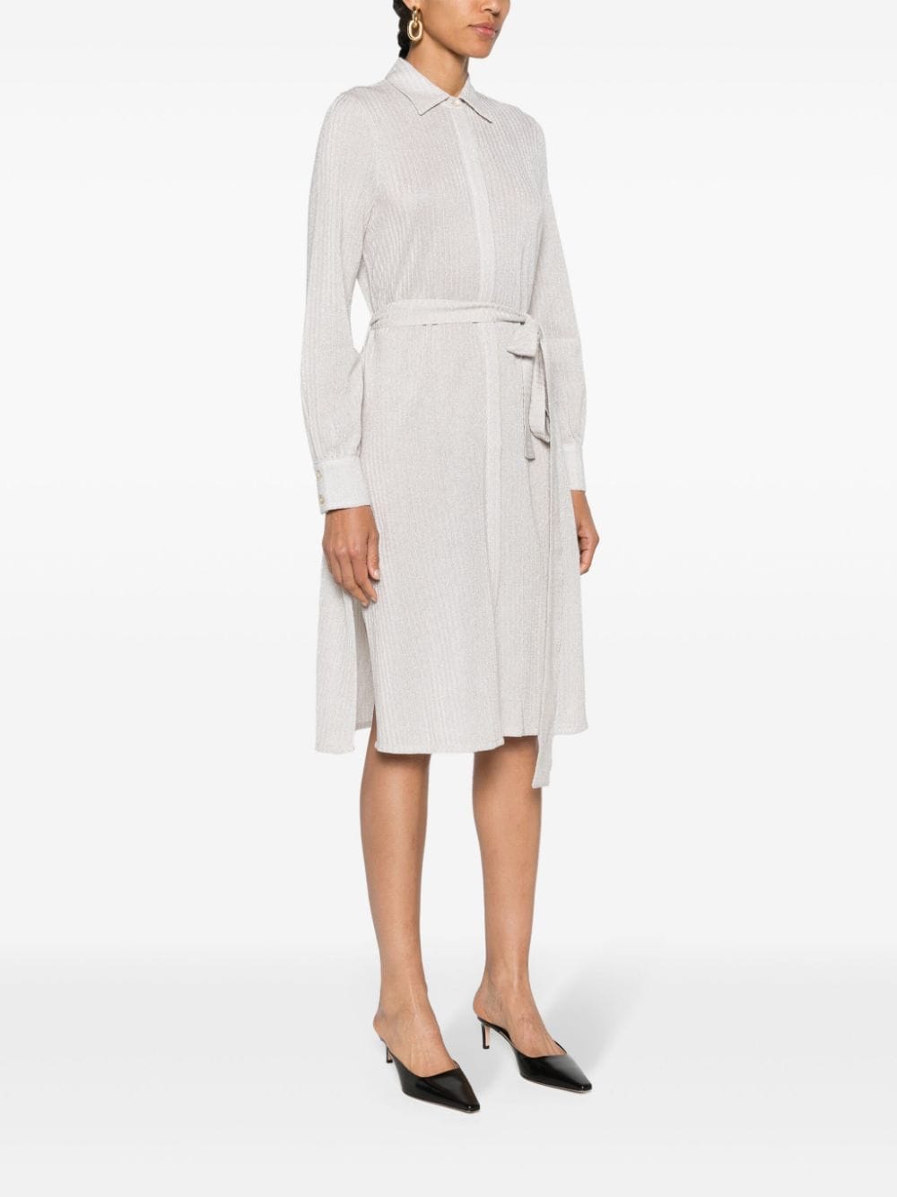 MISSONI Missoni Lamé-Effect Belted Shirtdress