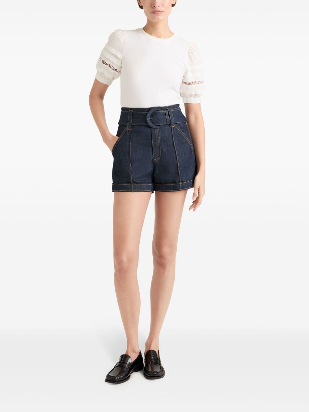 CINQ À SEPT Cinq A Sept aldi belted denim shorts