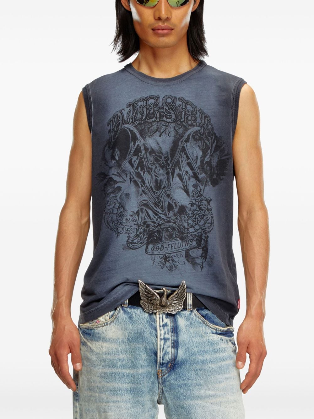 【DIESEL】T-Bisco-Q1 完売品 ディーゼル タンクトップ Diesel® T-Bisco-Q1 Logo-Print Tank Top In Blue - 64% Off