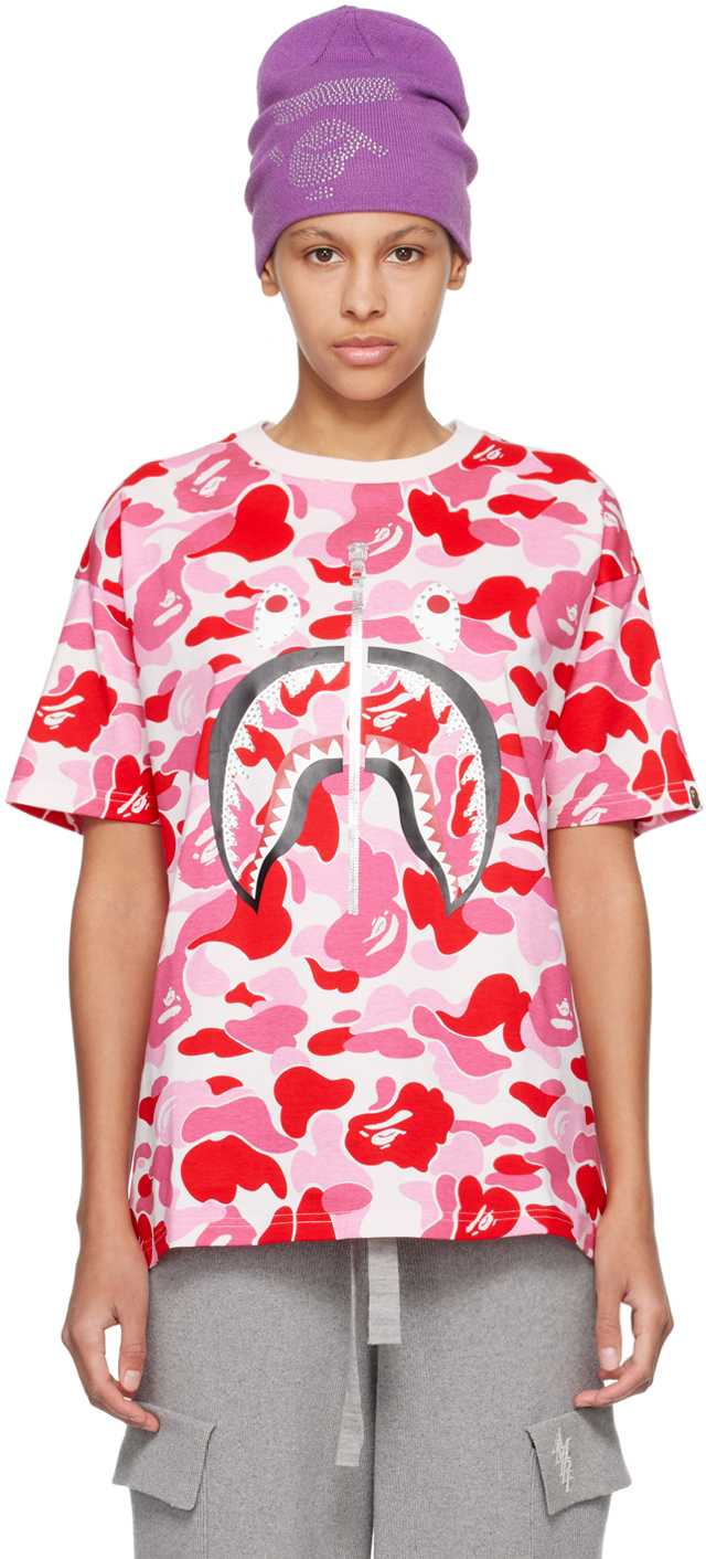 Buy A BATHING APE Abc Camo Crystal Stone Shark T-shirt - Pink At
