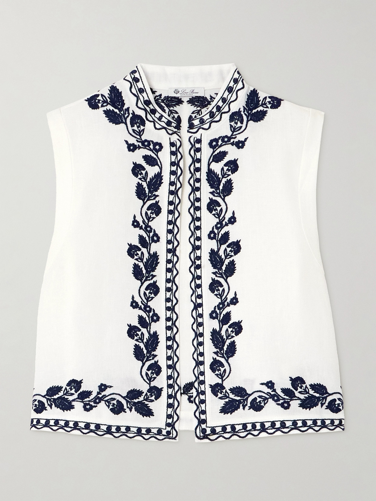 LORO PIANA Loro Piana Dabney Embroidered Linen Vest