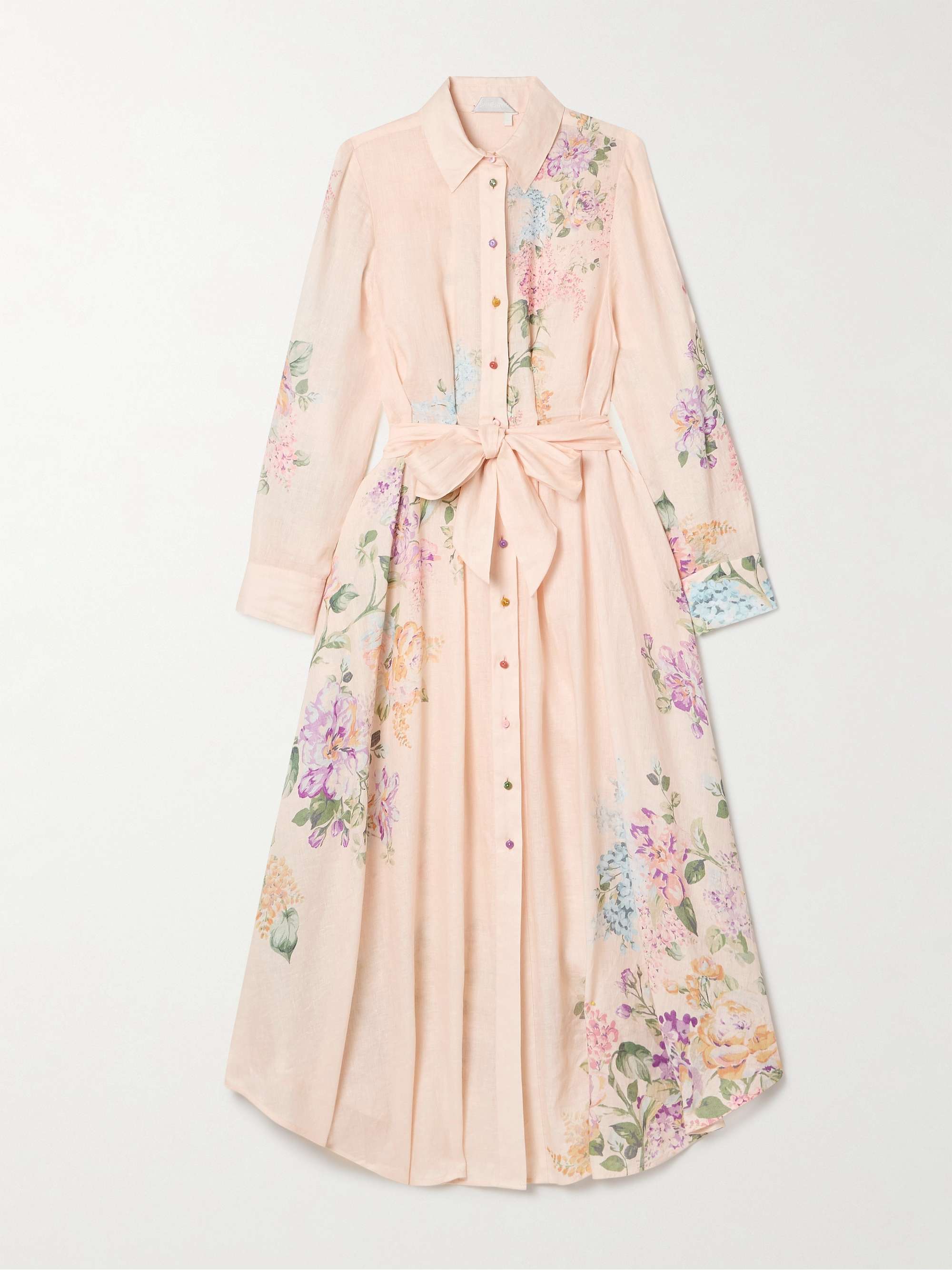 zimmermann belted floral print linen midi dress Zimmermann Golden Belted Floral-Print Linen Midi Dress In Cream - 40% Off
