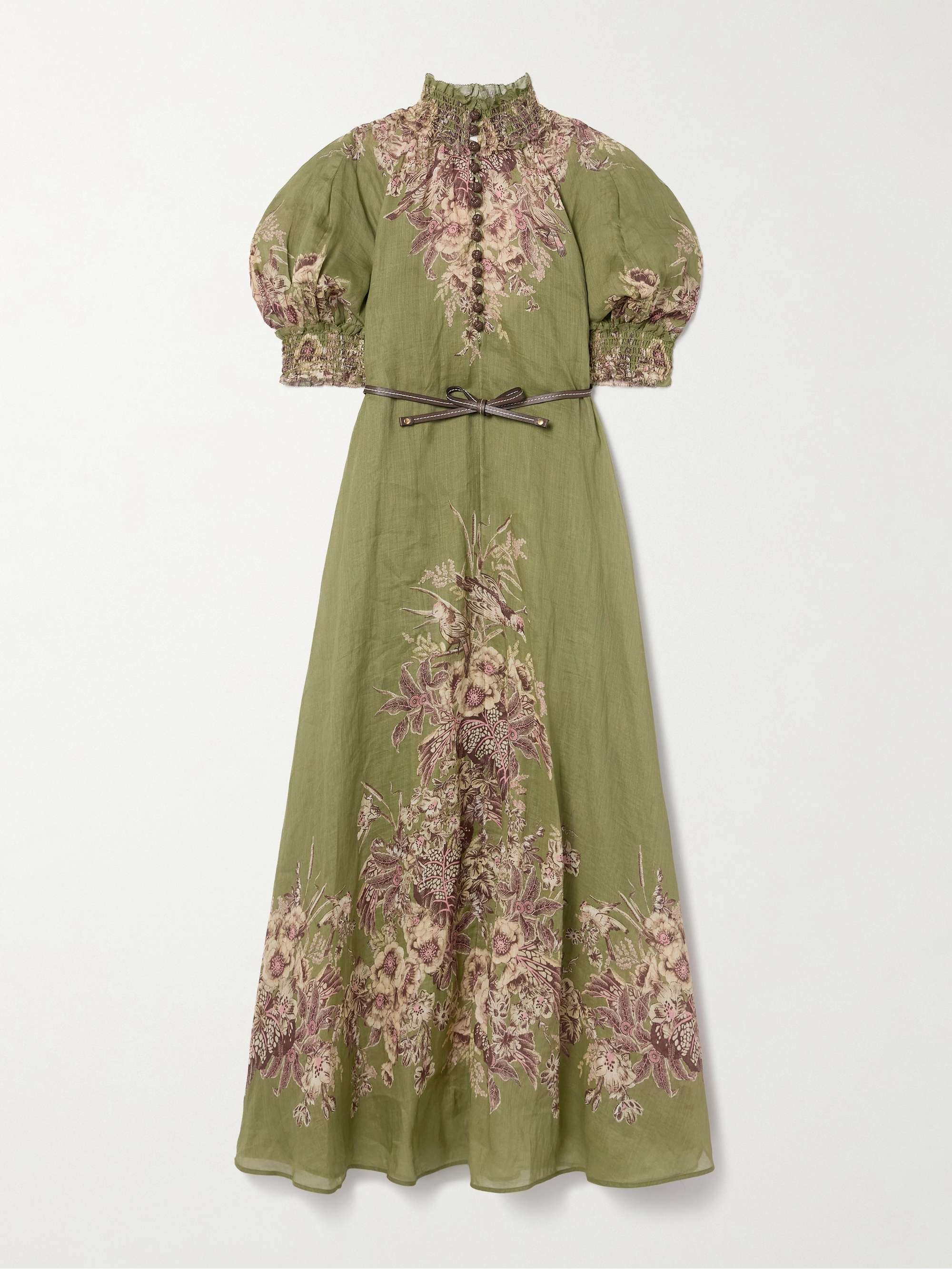 Zimmermann Ottie Floral-Print Ramie Maxi Dress In Green - 50% Off |  Editorialist