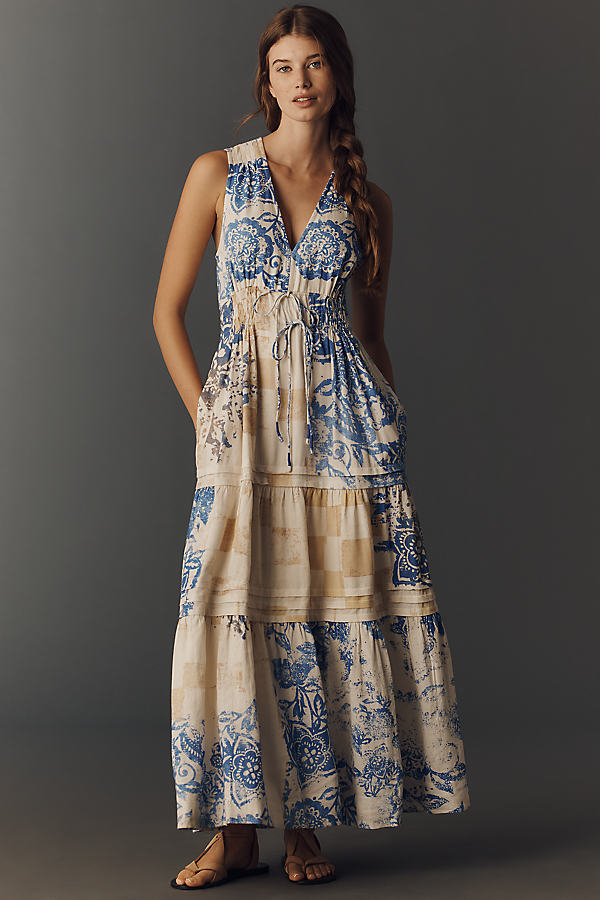 The Somerset Collection By Anthropologie Sleeveless Maxi Dress - Multi  Floral Stripe | Editorialist