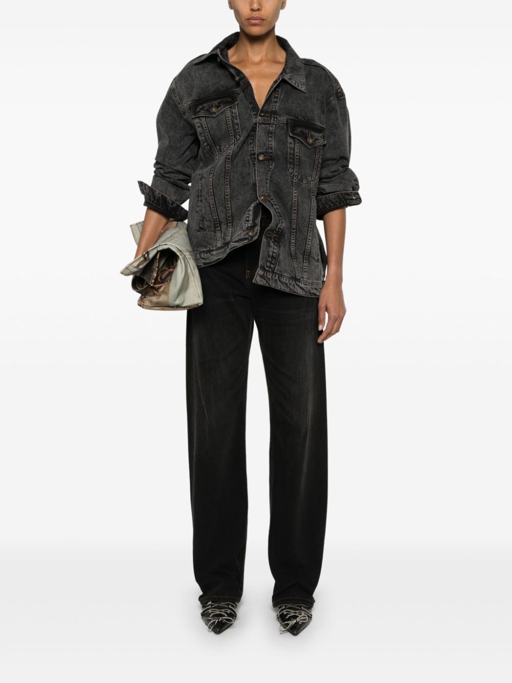Y/PROJECT Y/Project Logo-Patch Denim Trucker Jacket