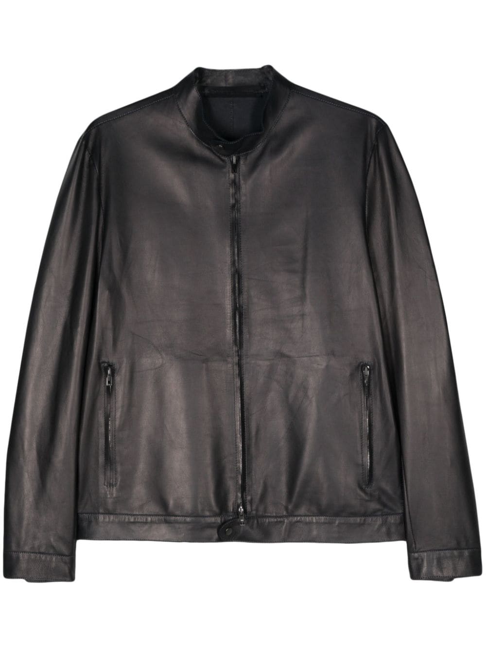 Salvatore Santoro Zip-Up Leather Jacket - Blue - 42% Off