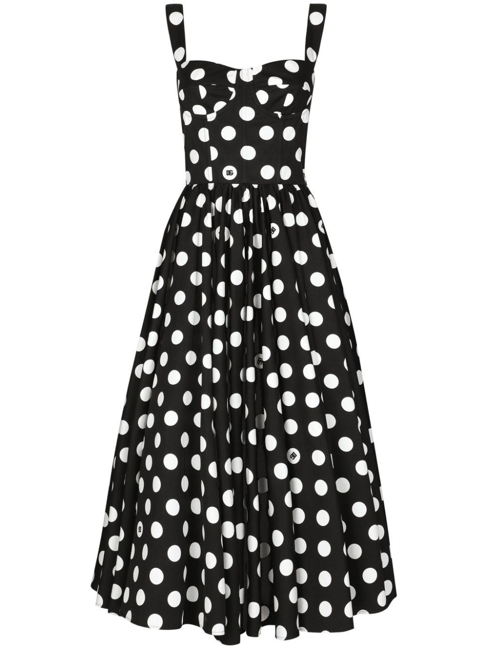 Dolce & Gabbana Polka-Dot Corset Midi Dress In Black - 40% Off |  Editorialist