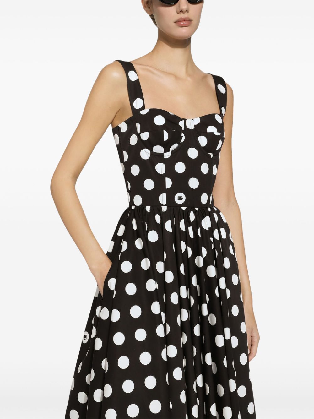 Dolce & Gabbana Polka-Dot Corset Midi Dress In Black - 40% Off