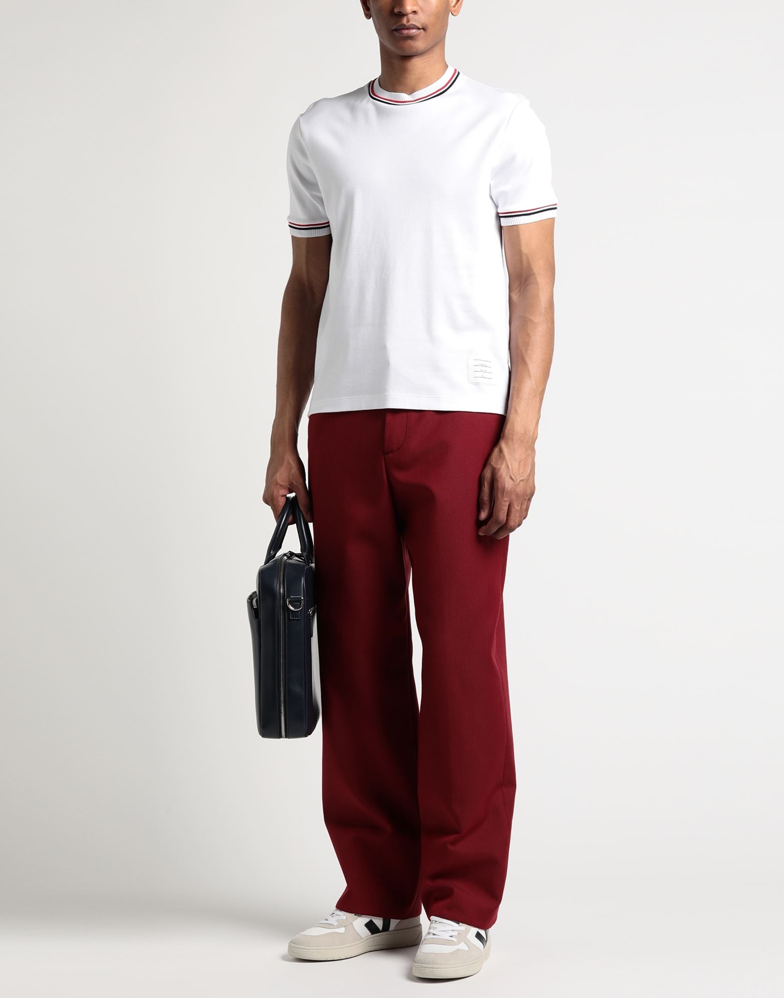 THOM BROWNE man t-shirt white size 1 cotton, elastane