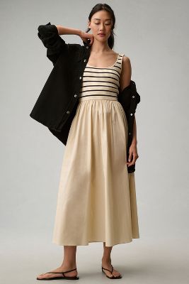 moon river twofer midi dress Moon River Bare V-Neck Twofer Midi Dress