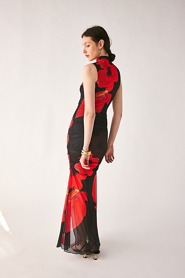 Saemdi Red Floral Mesh Maxi Dress In Red/Blue - 65% Off | Editorialist