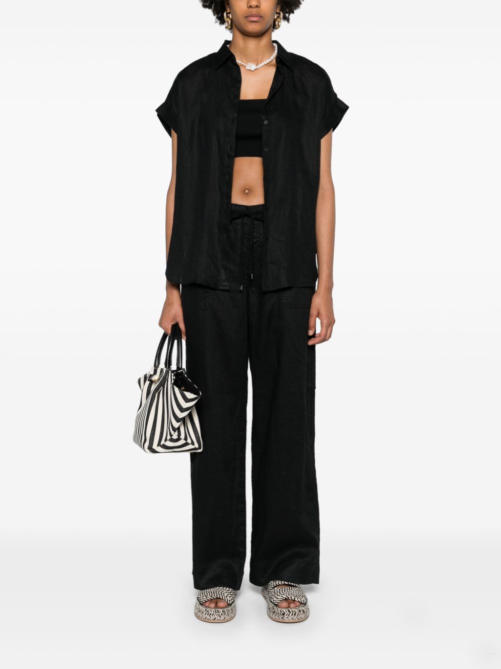 RALPH LAUREN Lauren Ralph Lauren Drawstring Waist Linen Trousers
