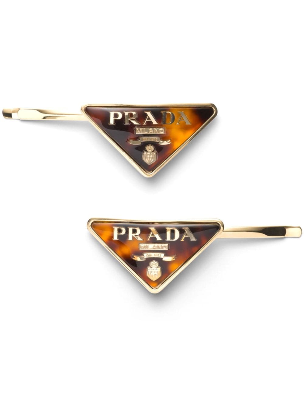 Prada Logo Hair Clips - Gold | Editorialist display picture 1