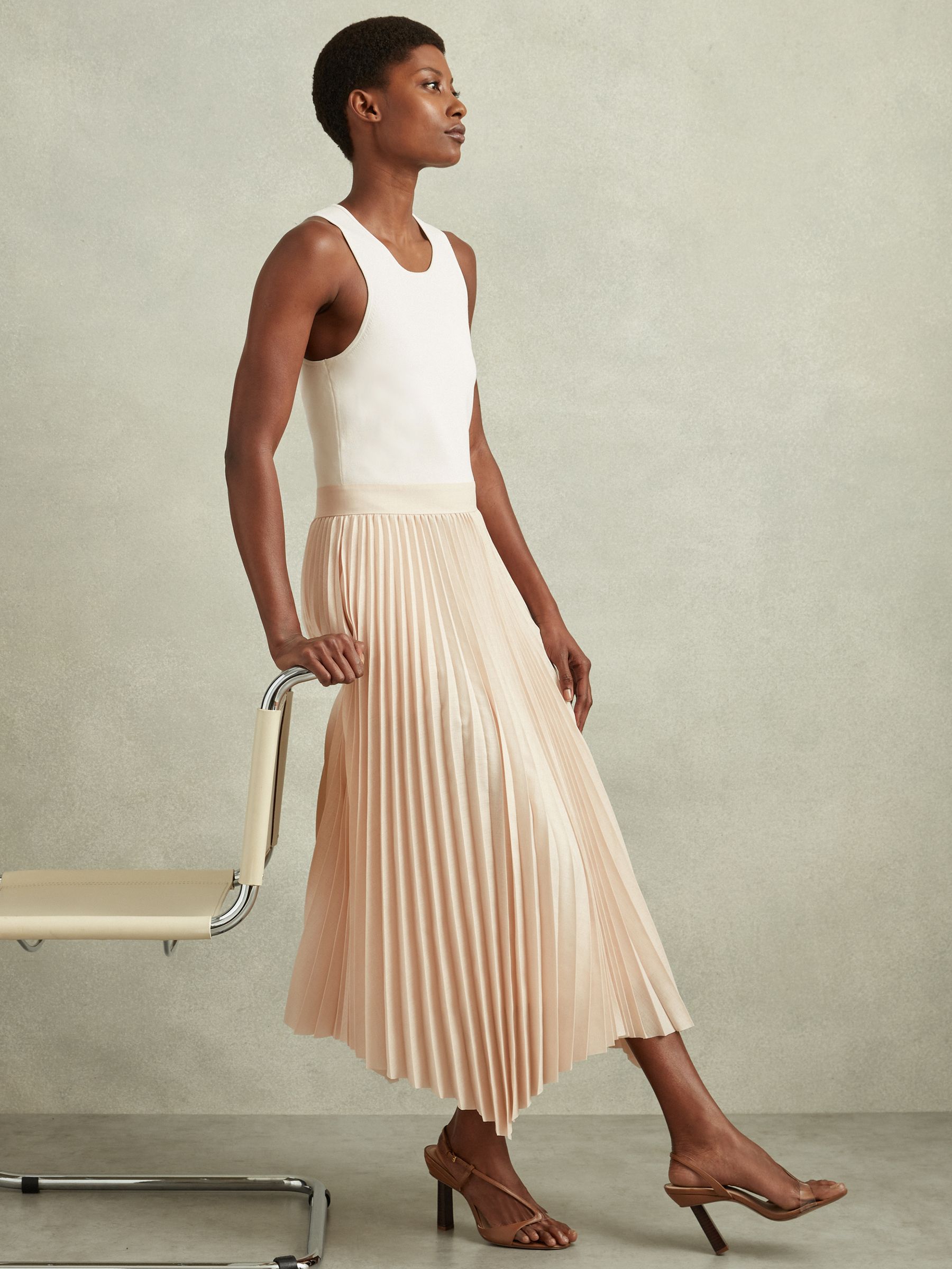 REISS Reiss Marnie Hybrid Knitted Midi Dress