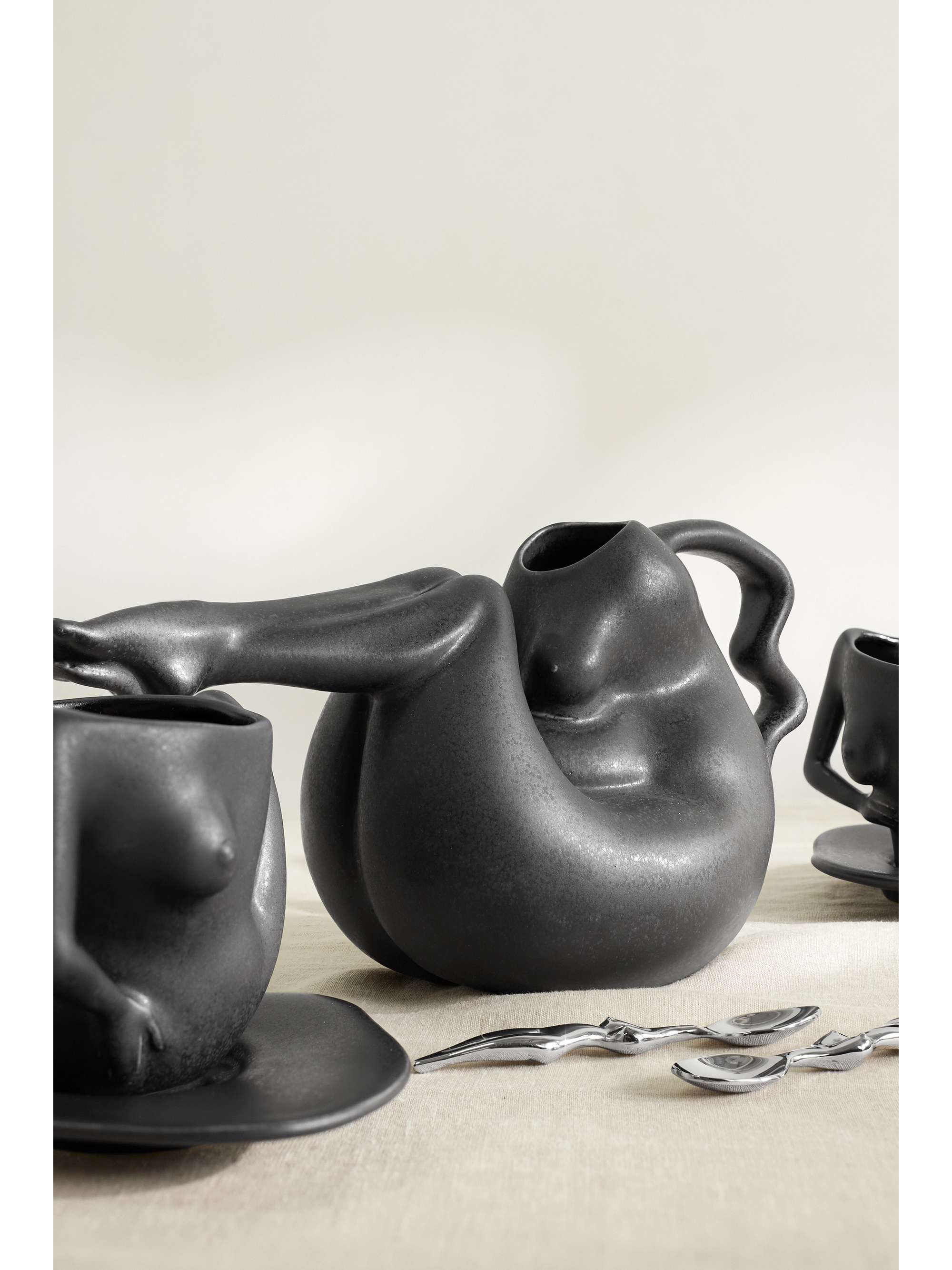 Anissa Kermiche Set Of Ceramic Teapot, Teacups And Saucers And