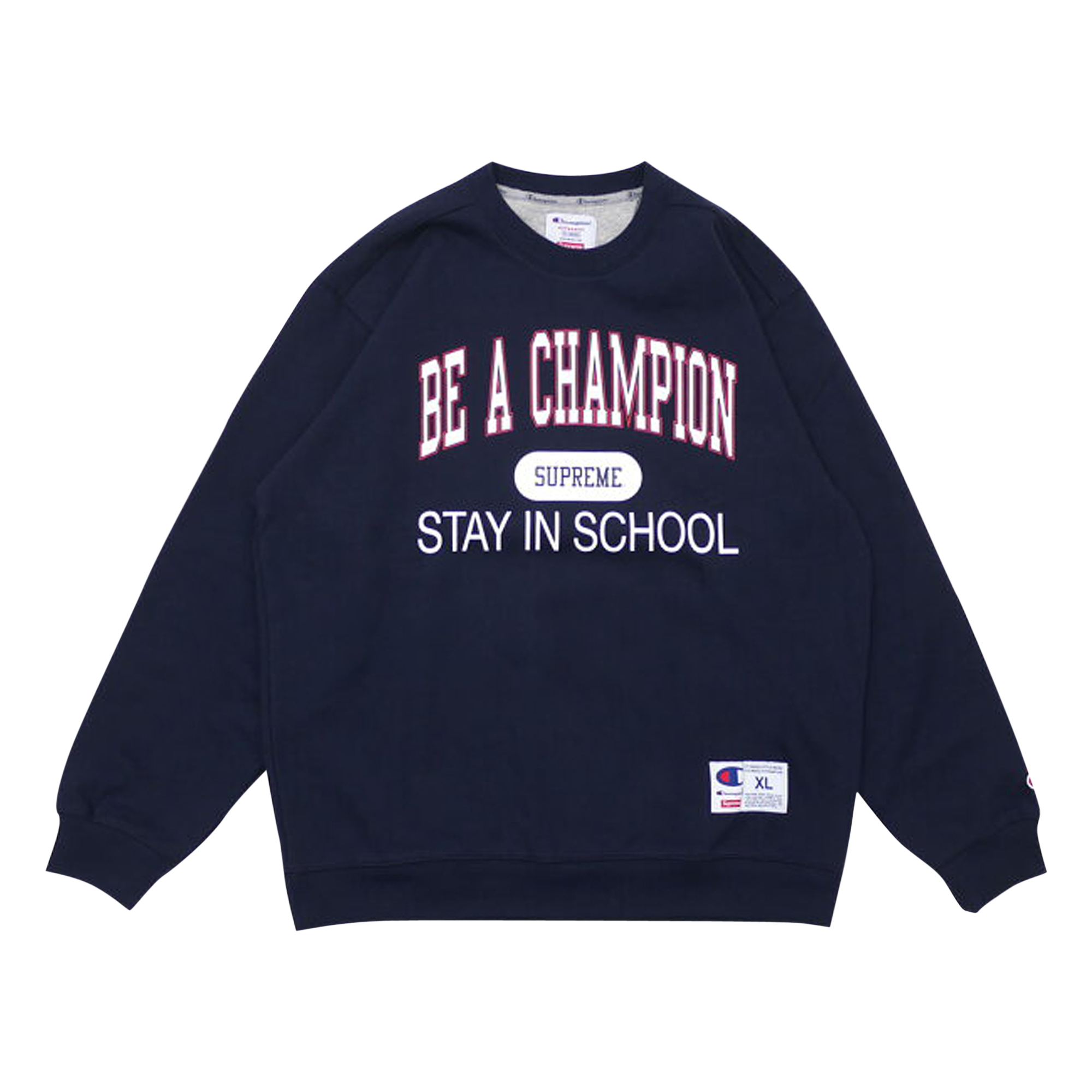 Supreme X Champion Stay In School Crewneck - Black | Editorialist