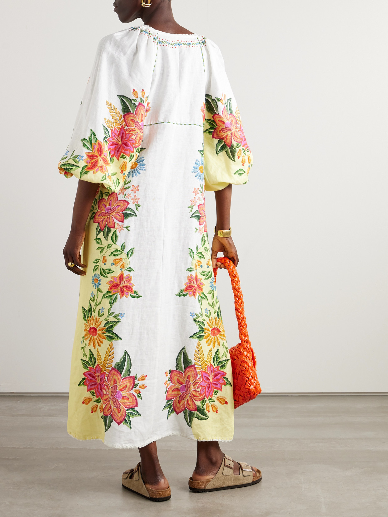 farm rio embroidered flower top maxi dress Off-White Tropi Embroidered Maxi Dress