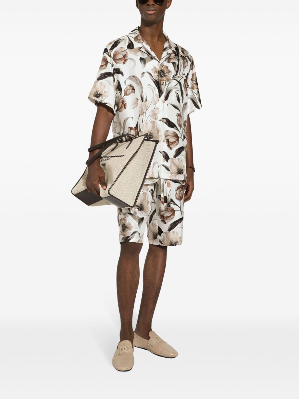 DOLCE & GABBANA floral-print silk shorts