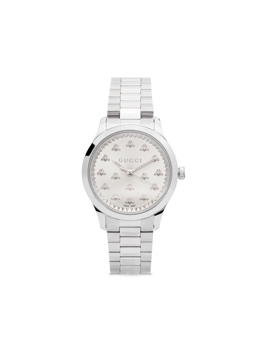 Gucci G-Timeless Stainless Steel Watch With Bee Motif - Silver