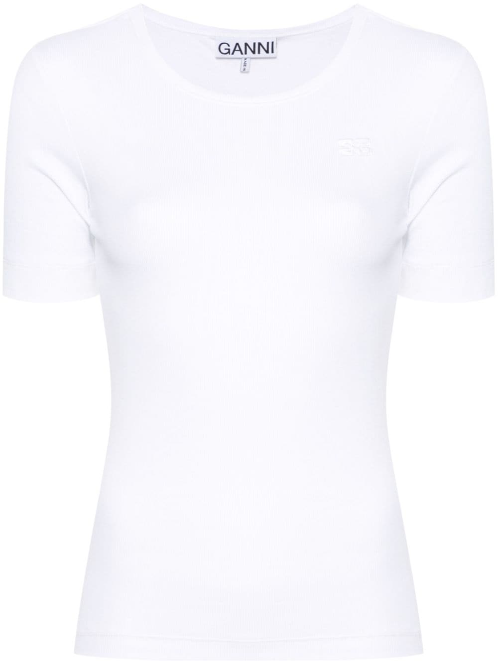 GANNI GANNI Soft Cotton Rib Short Sleeve T-Shirt