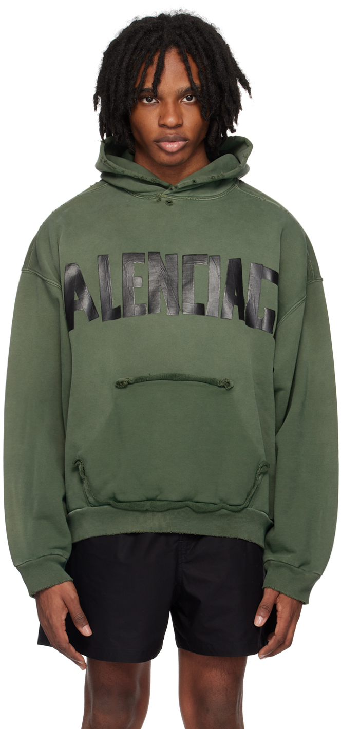 Balenciaga Green Tape Type Ripped Pocket Hoodie - 3004 | Editorialist