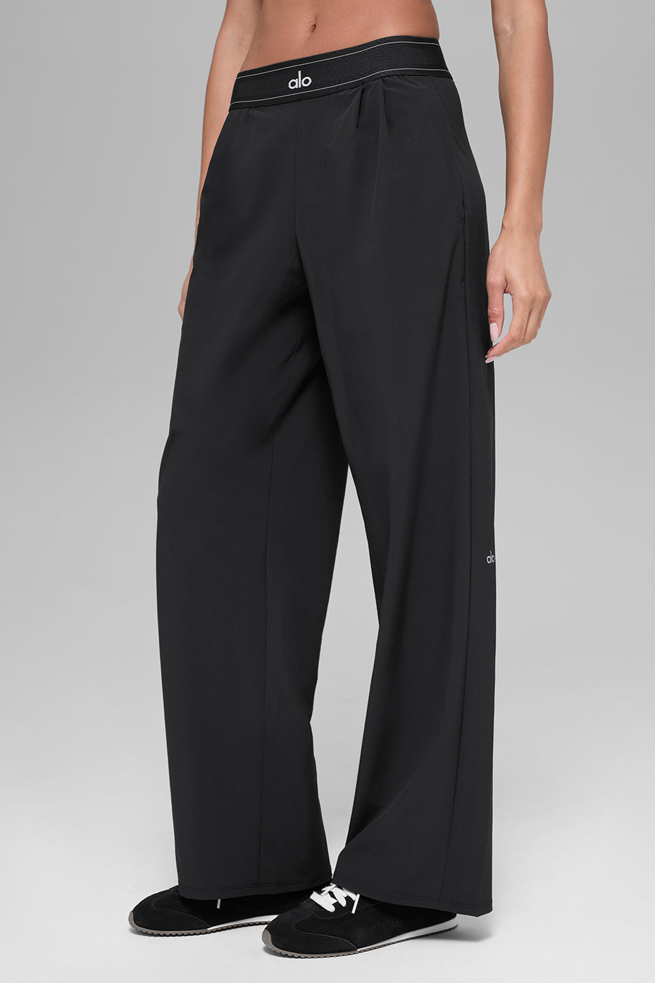 alo ブラック ヨガパンツ ホワイトライン　XS Alo Yoga Womens XS Black & White Striped Contrast High Waist