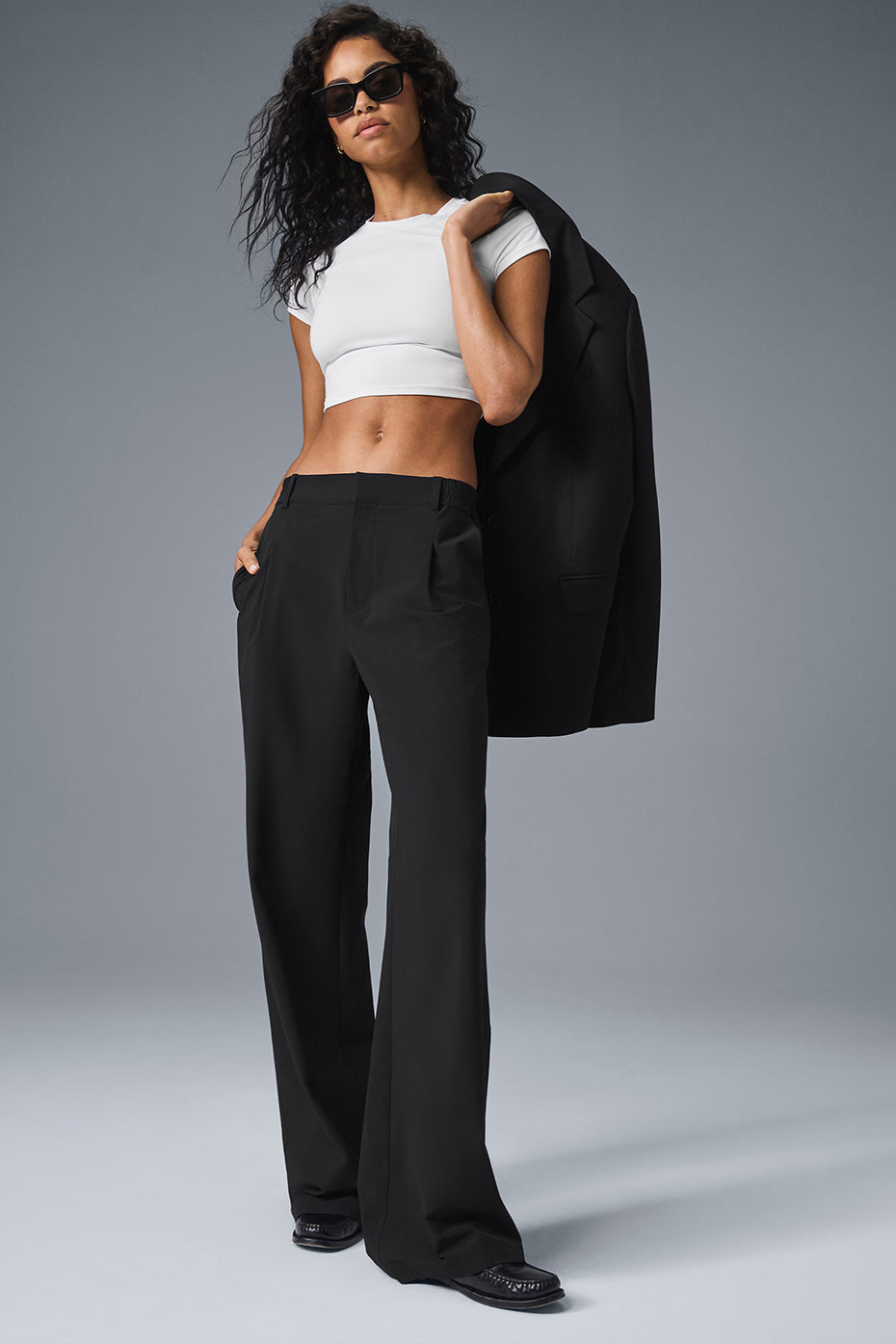 ALO ALO Scholar Knit Cropped Full Zip Jacket