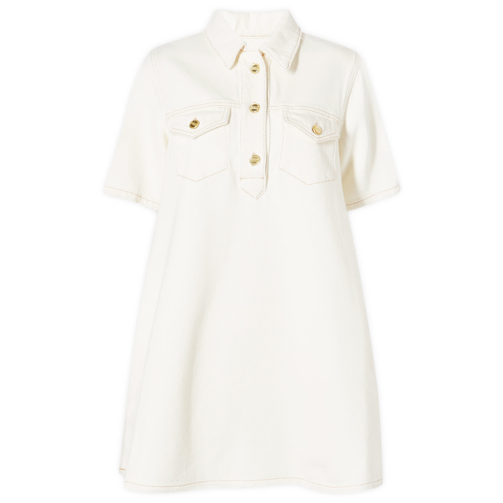 ganni heavy denim mini dress Ganni LIGHT PINK OVERDYED HEAVY DENIM MINI DRESS