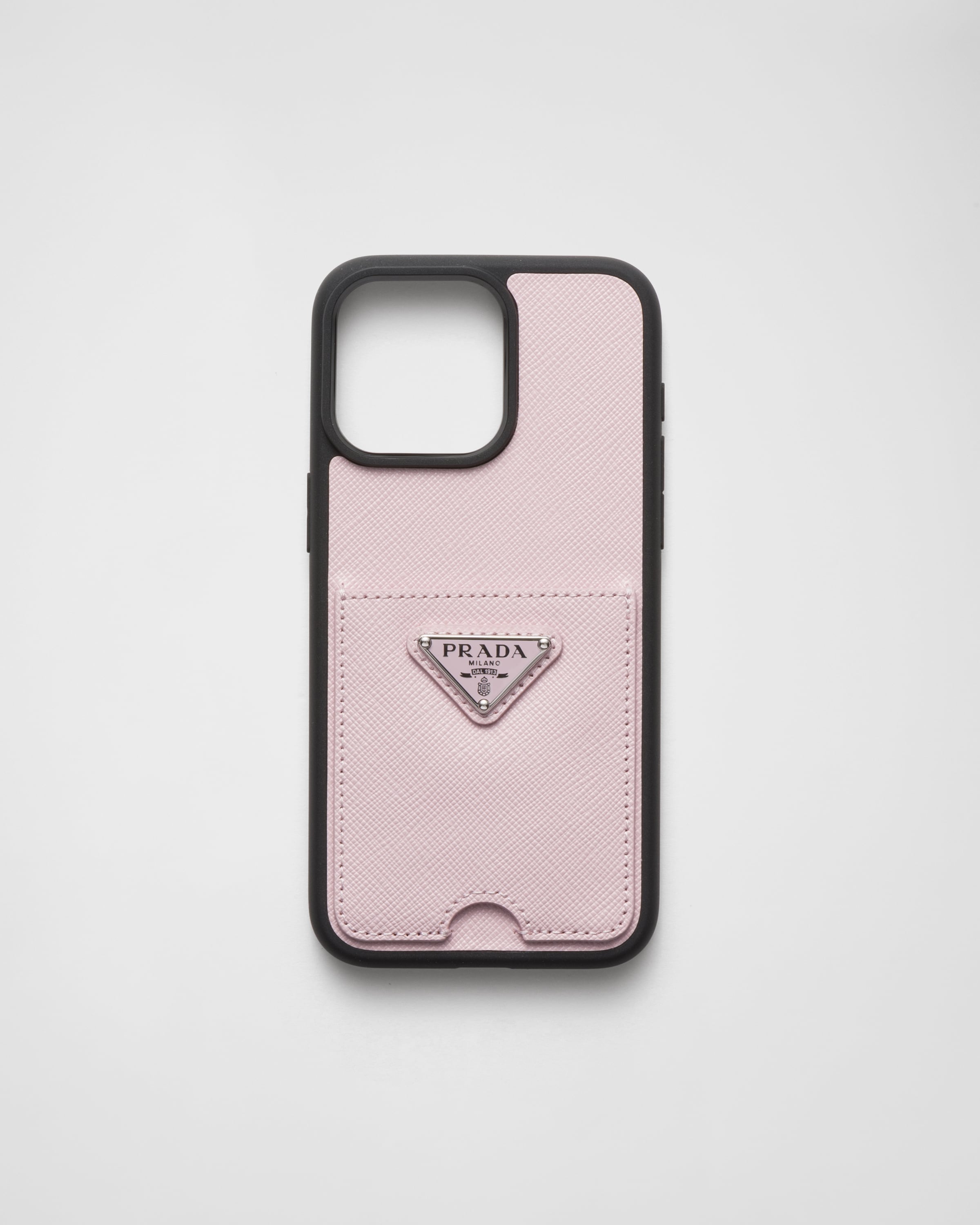 Prada Saffiano Leather Cover For Iphone 15 Pro Max - Alabaster