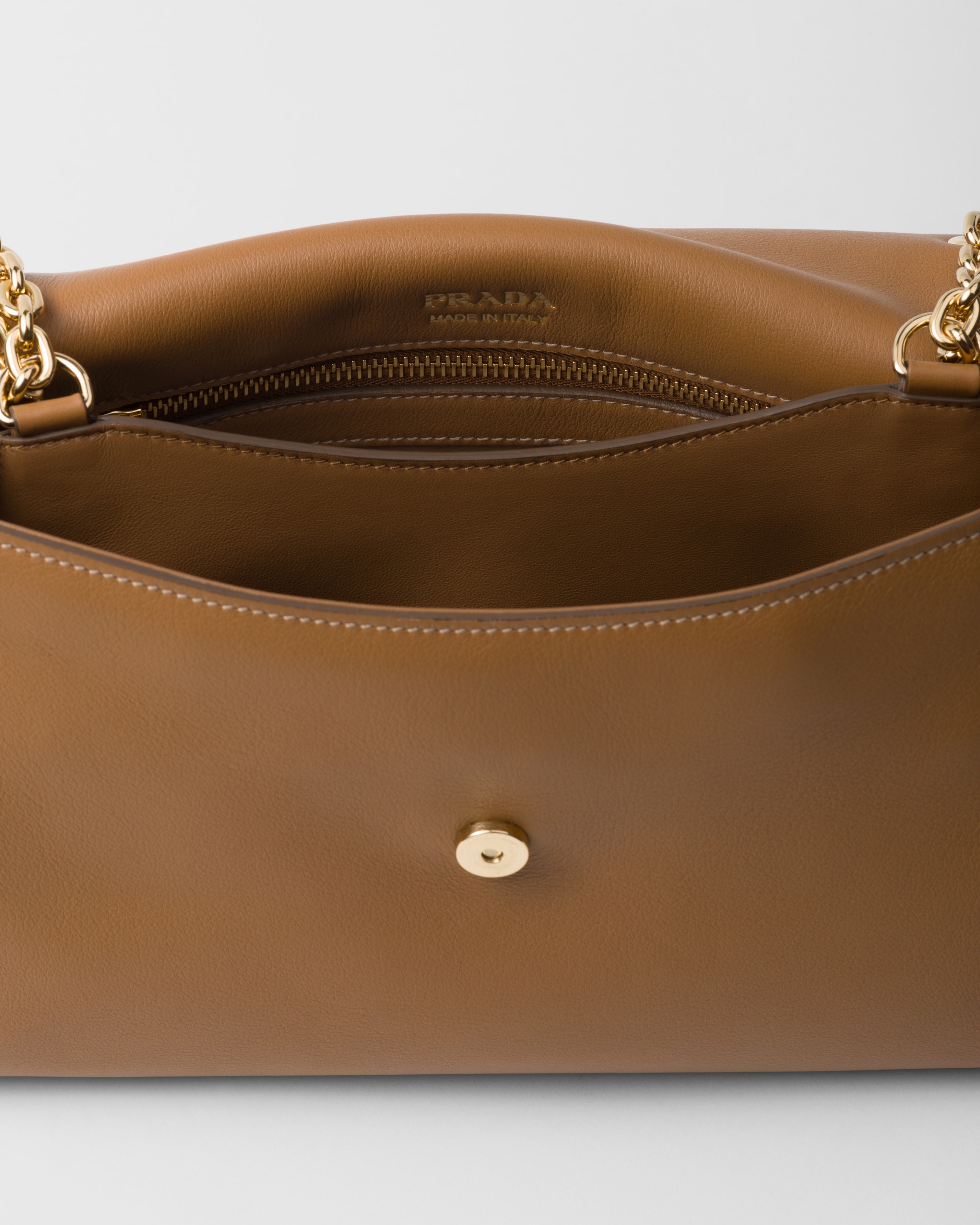 Prada Doux Medium Leather Shoulder Bag - Caramel | Editorialist